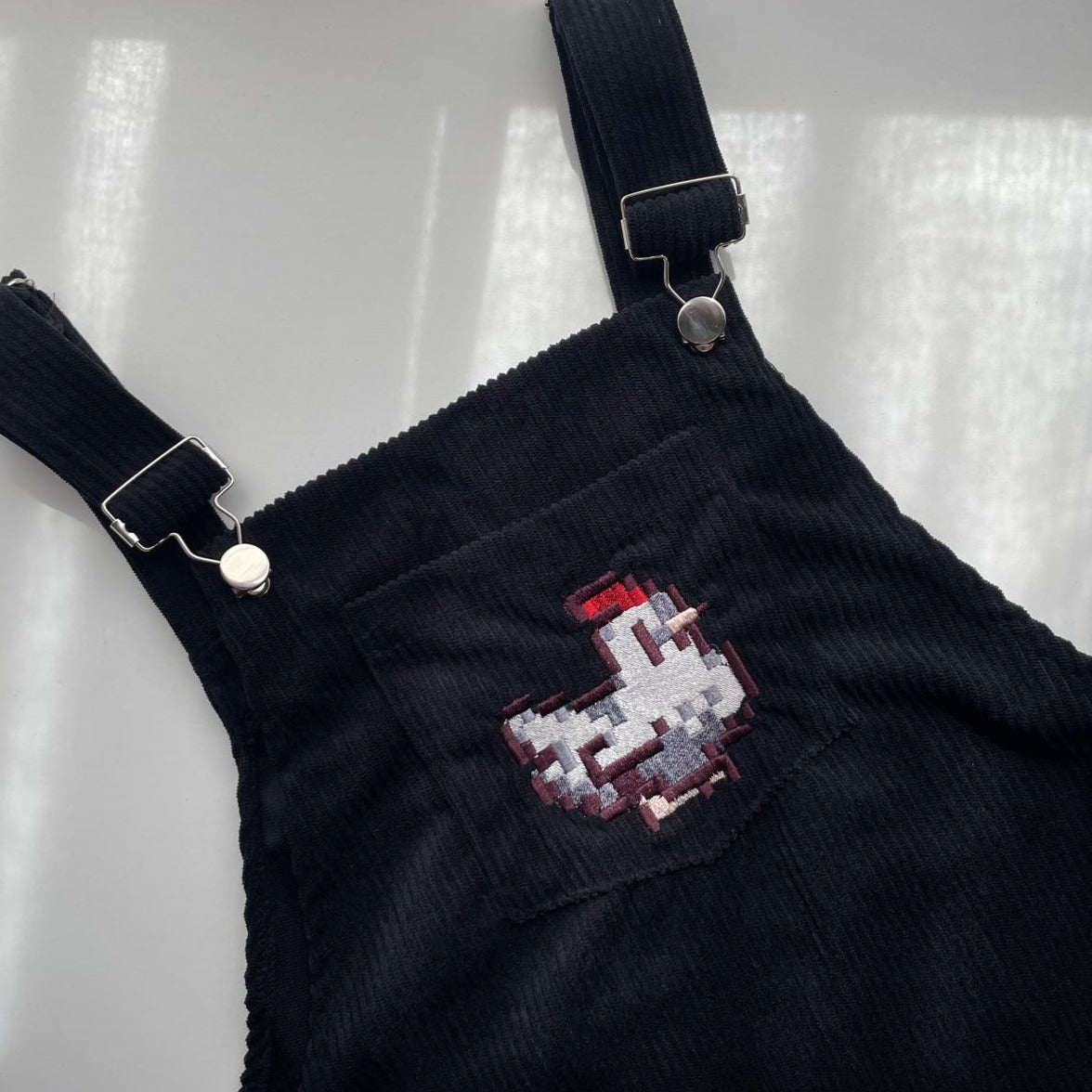 Cozy Farm Dark Chicken Overalls Dress