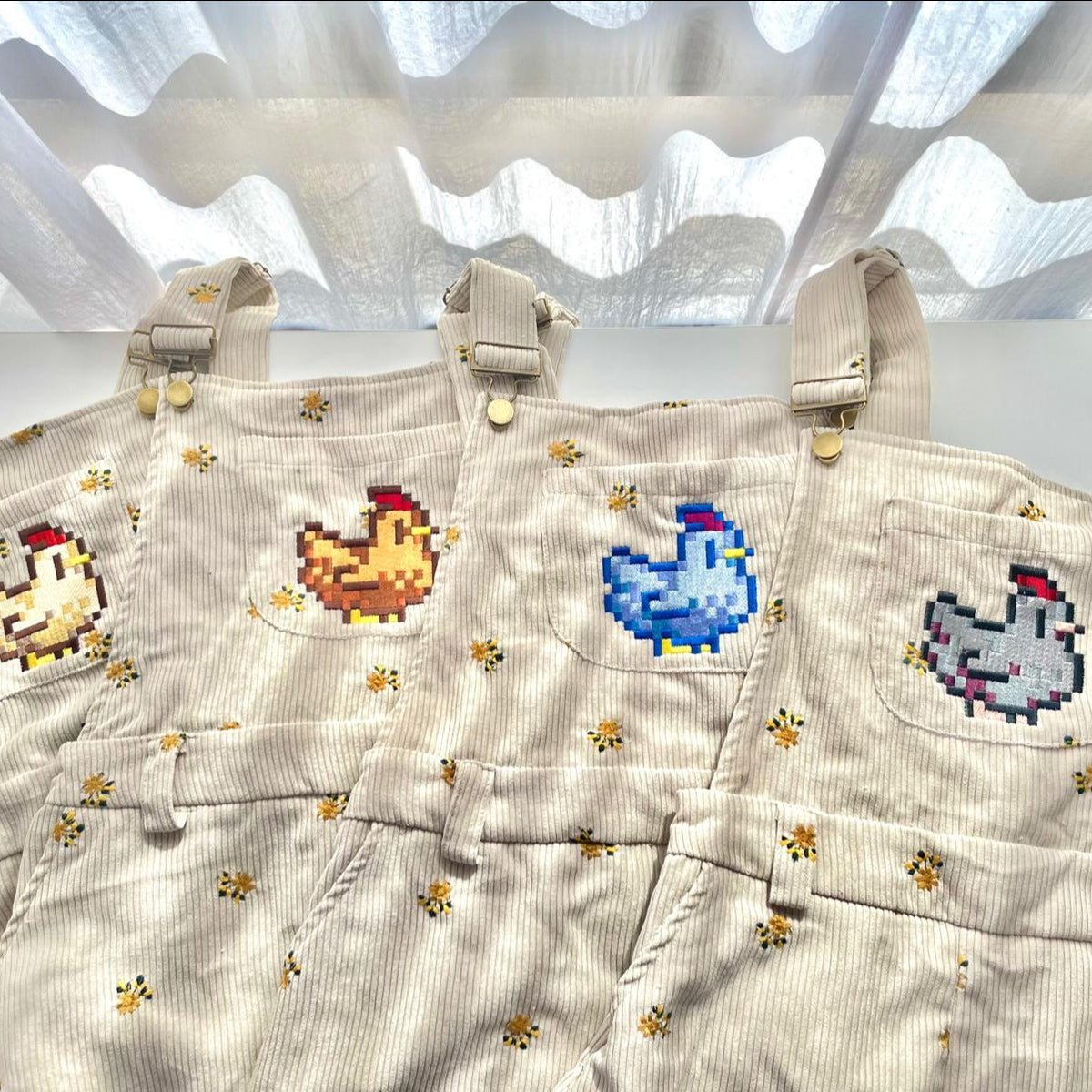 Stardew Chicken Floral Overalls Shorts Pants