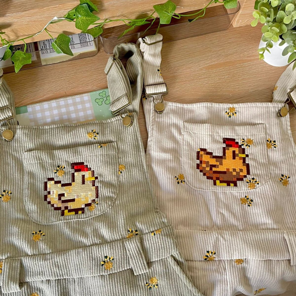 Stardew Chicken Floral Overalls Shorts (PRE ORDER)
